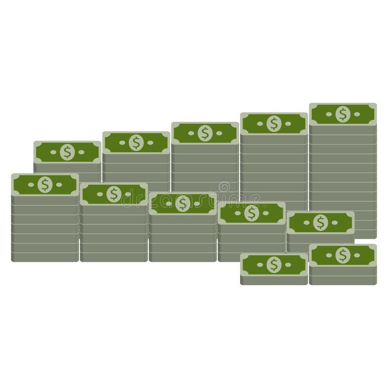 Vector of Dollars Banknotes, Bundle of Money. Stack of Dollar Bills ...