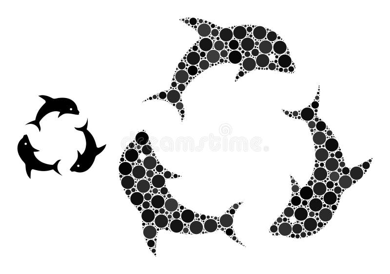 Vector Dolphin Trio Composition of Small Circles Stock Vector ...