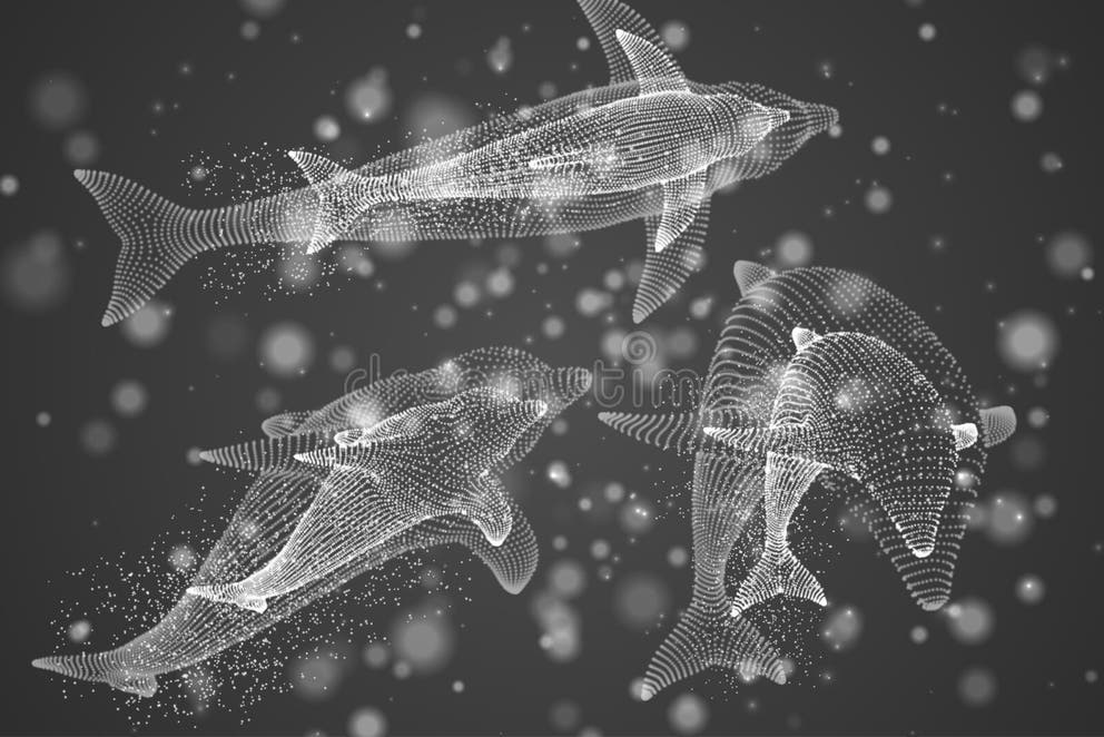 Vector Dolphins on a Bright Background with Highlights, Dots and Lights ...