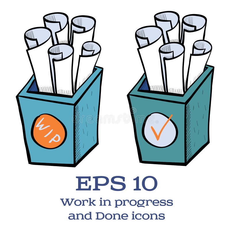 Vector Done and WIP icons stock vector. Illustration of confirm - 81090452