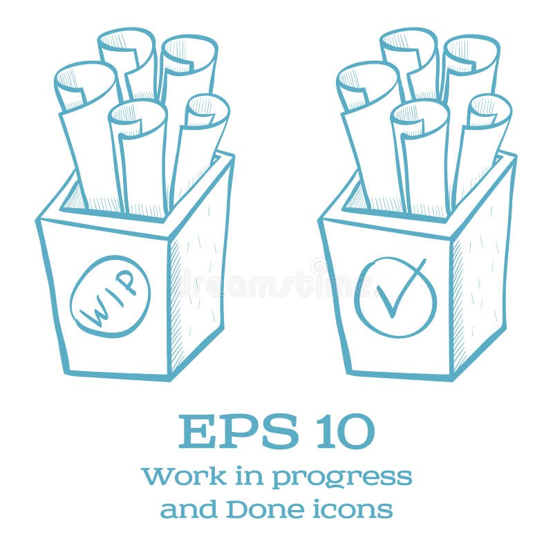 Vector Done and Work in Progress Handmade Icons Stock Vector ...