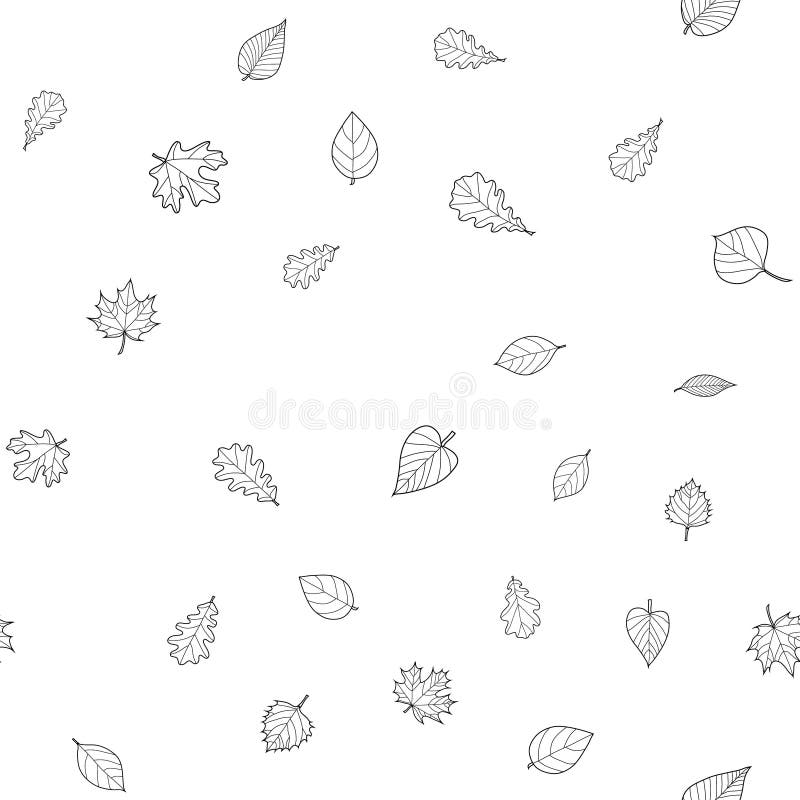 Vector Doodle Autumn Leaves Seamless Pattern Stock Illustration ...