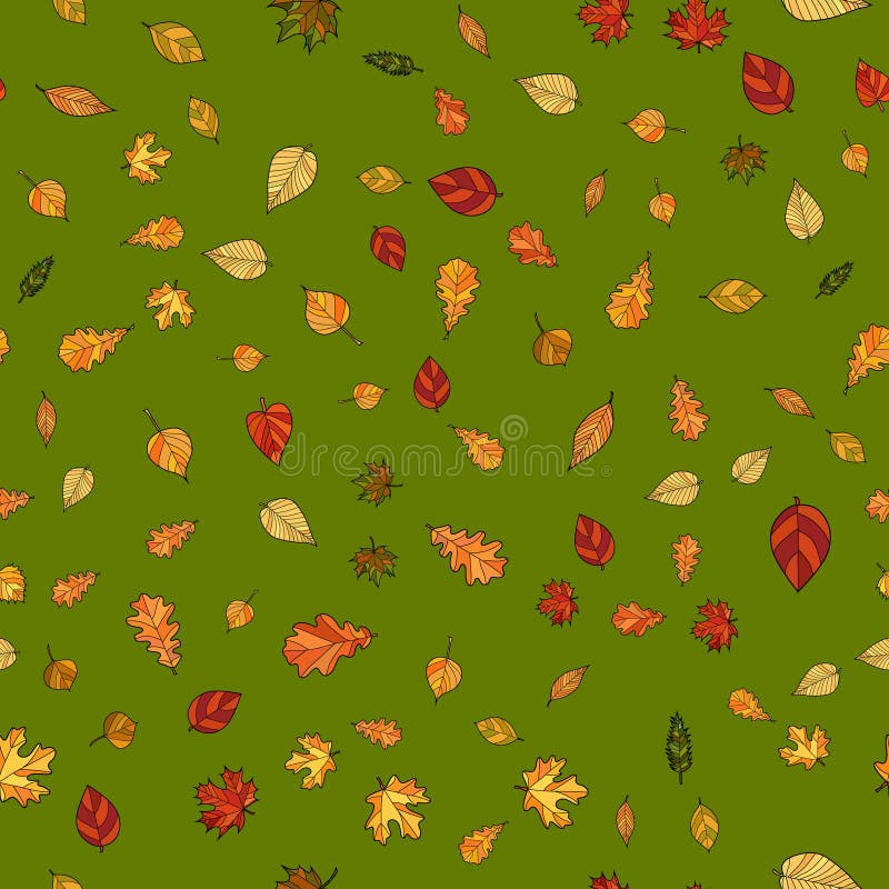 Vector Doodle Autumn Leaves Seamless Pattern Stock Vector ...
