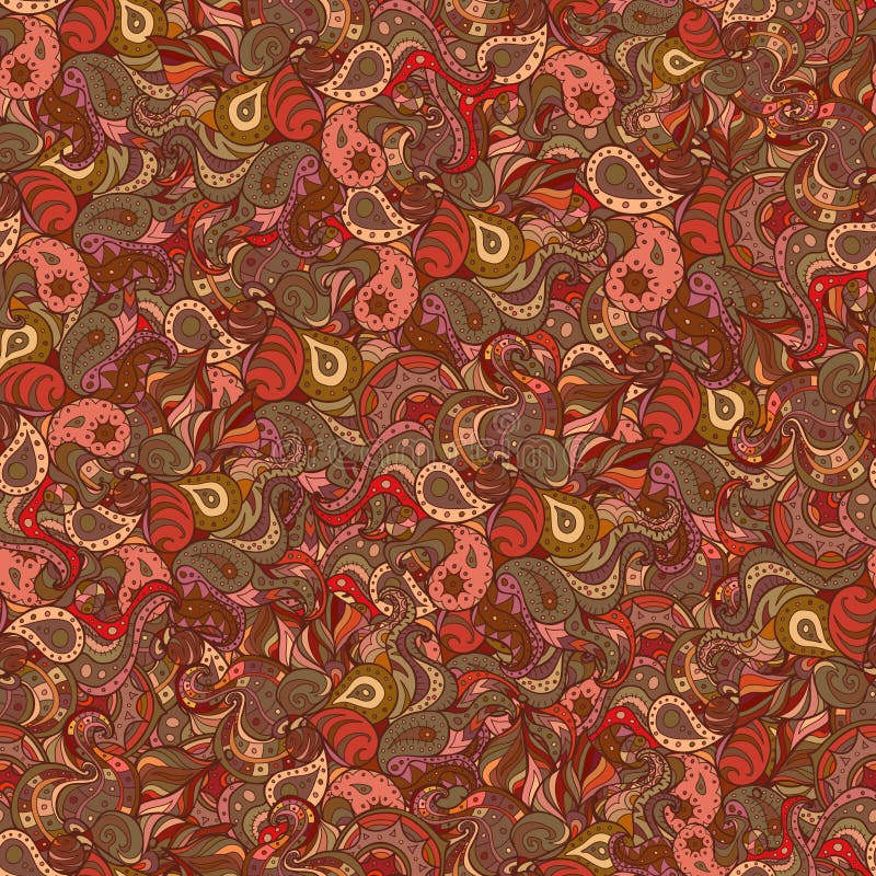 Vector Doodle Autumn Paisley Pattern Stock Vector - Illustration of ...