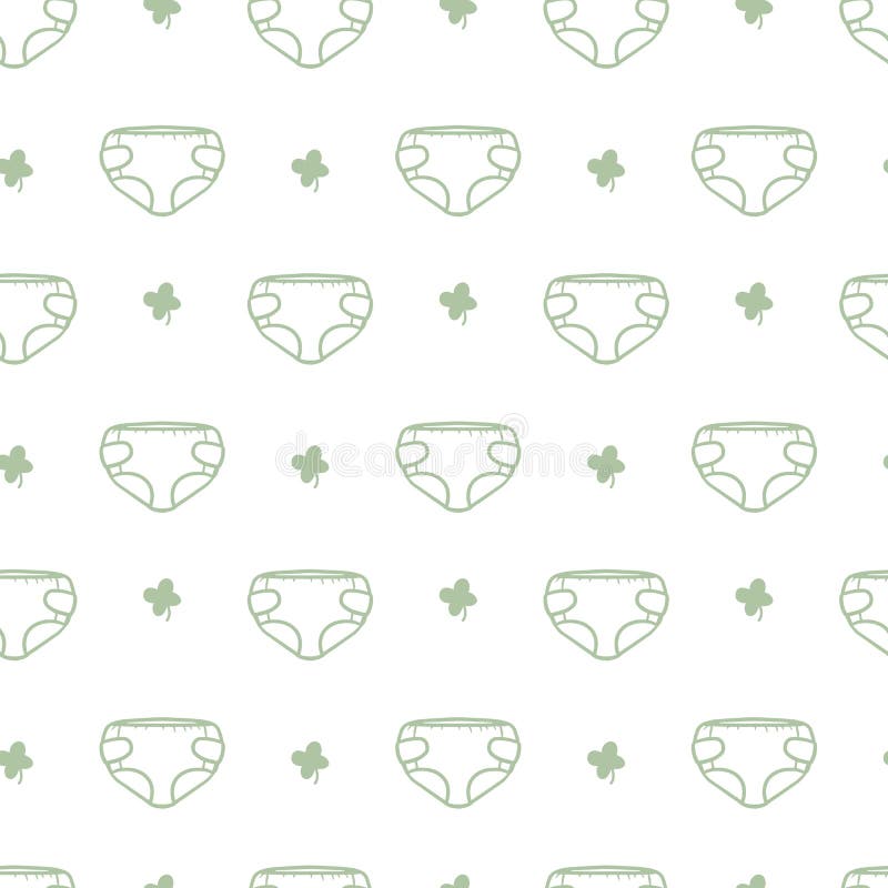 Vector Doodle Baby Diaper and Clover Pattern Stock Vector ...