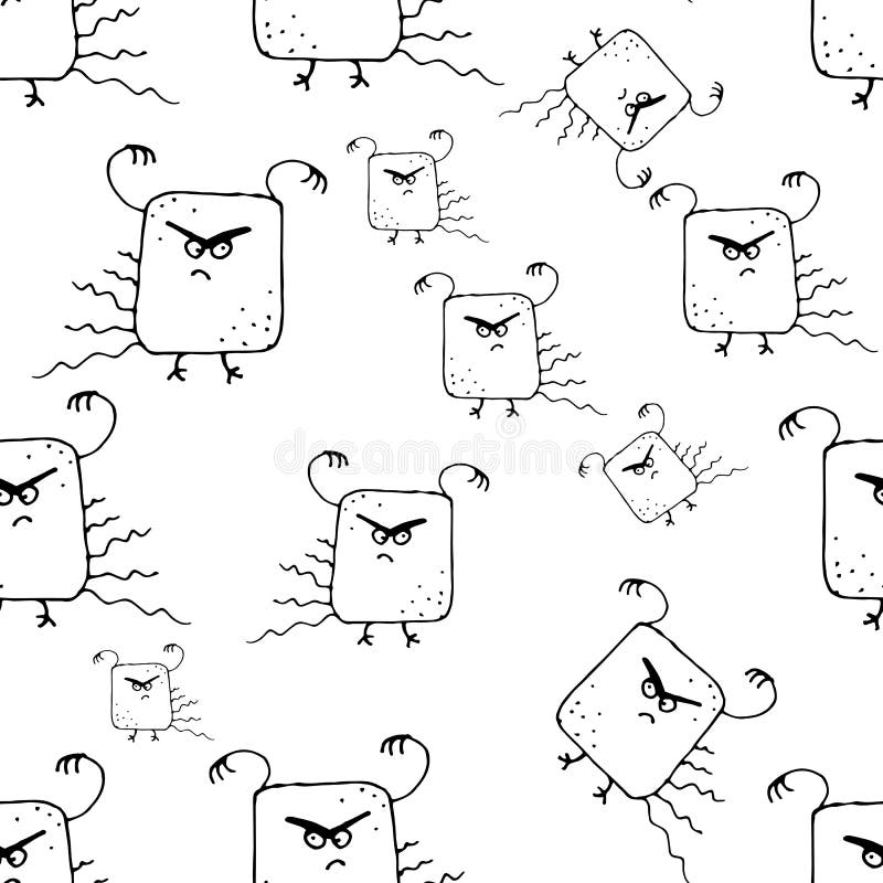 Vector Doodle Bacteria Germs or Cartoon Monsters . Hand Drawn Viruses ...