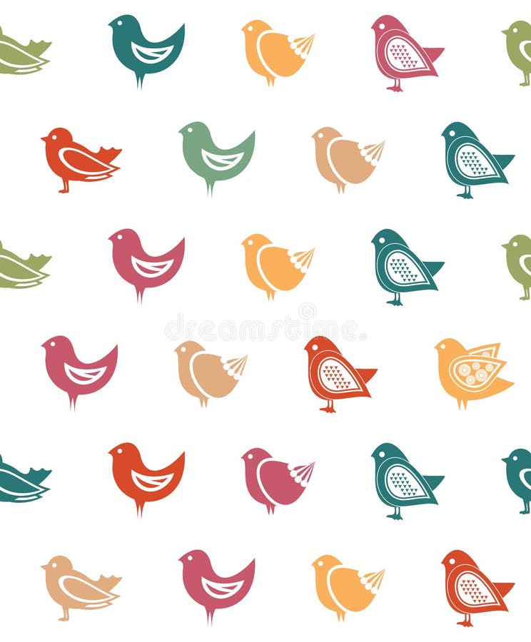 Vector Doodle Bird Seamless Pattern Stock Vector - Illustration of ...
