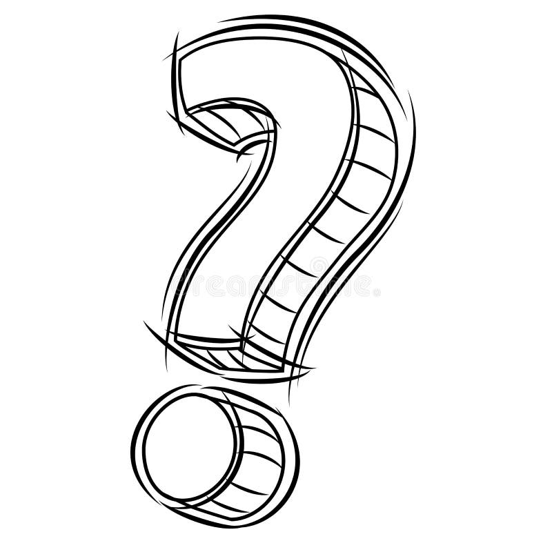 Vector Doodle of Black and White Question Mark Icon Stock Illustration ...