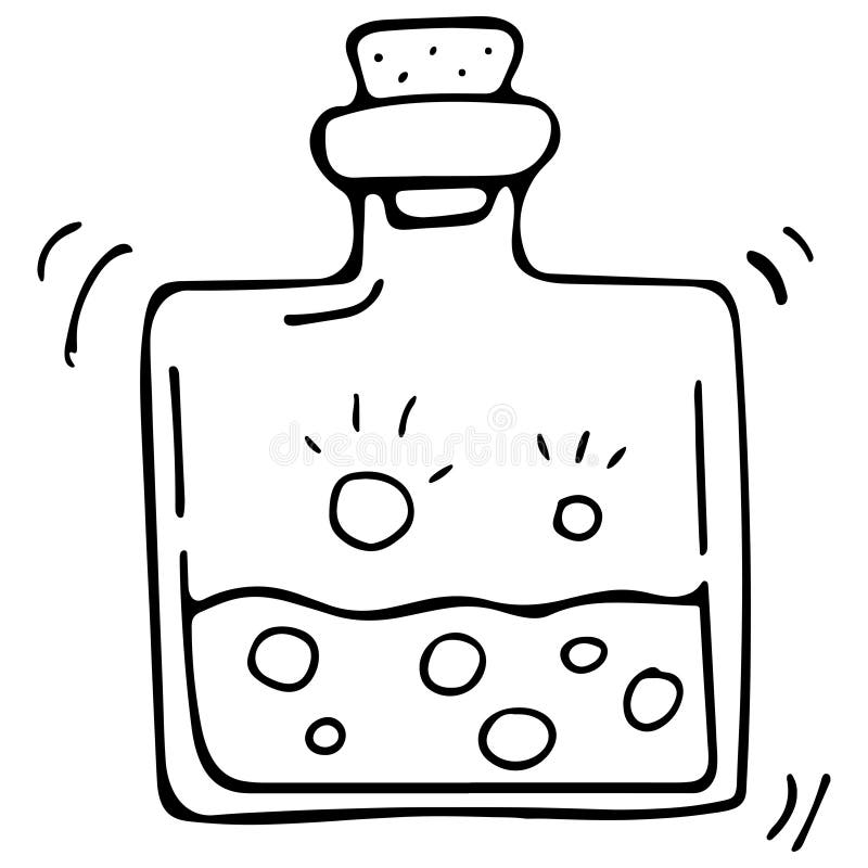 Vector Doodle Bottle of Magic Potion. Hand Drawn Illustration Stock ...