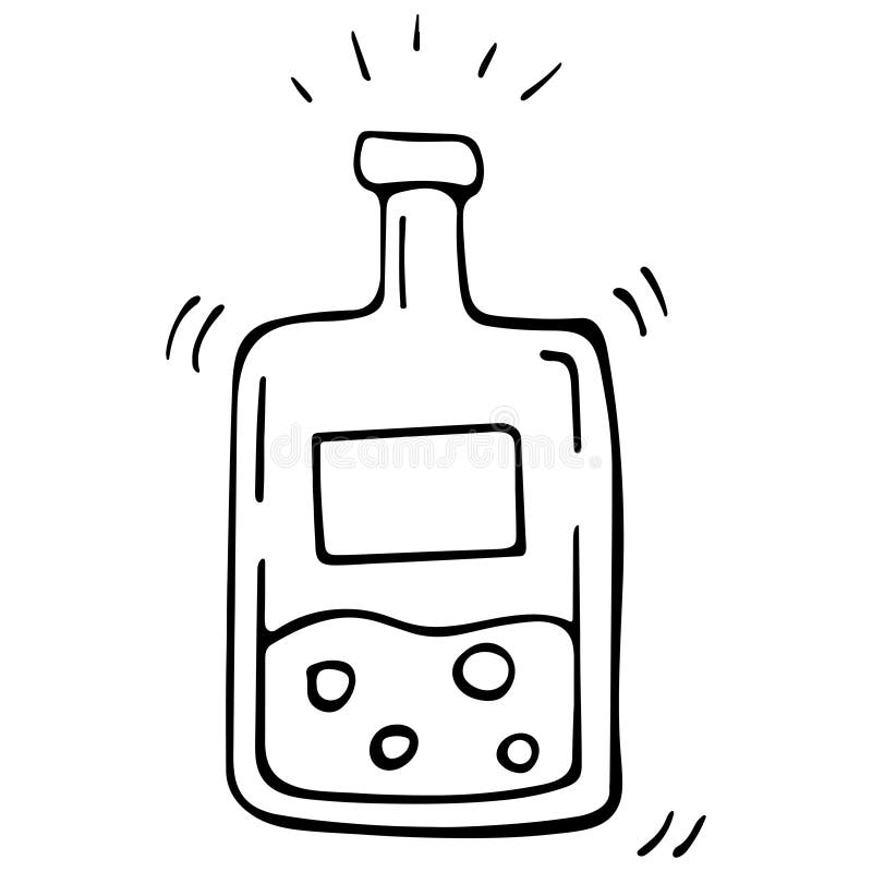 Vector Doodle Bottle of Magic Potion. Hand Drawn Illustration Stock ...