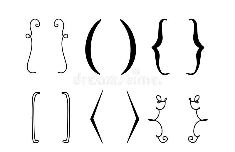 Vector Doodle Bracket Set for Quote, Modern Shapes. Vintage Box Icon ...
