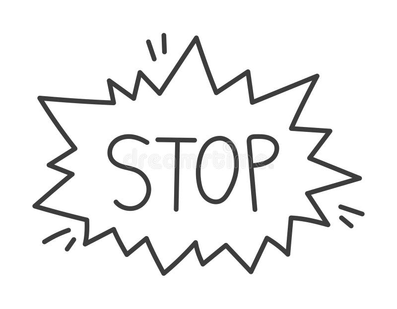 Vector Isolated Doodle Bubble Speech Symbol with Stop Text. Stock ...