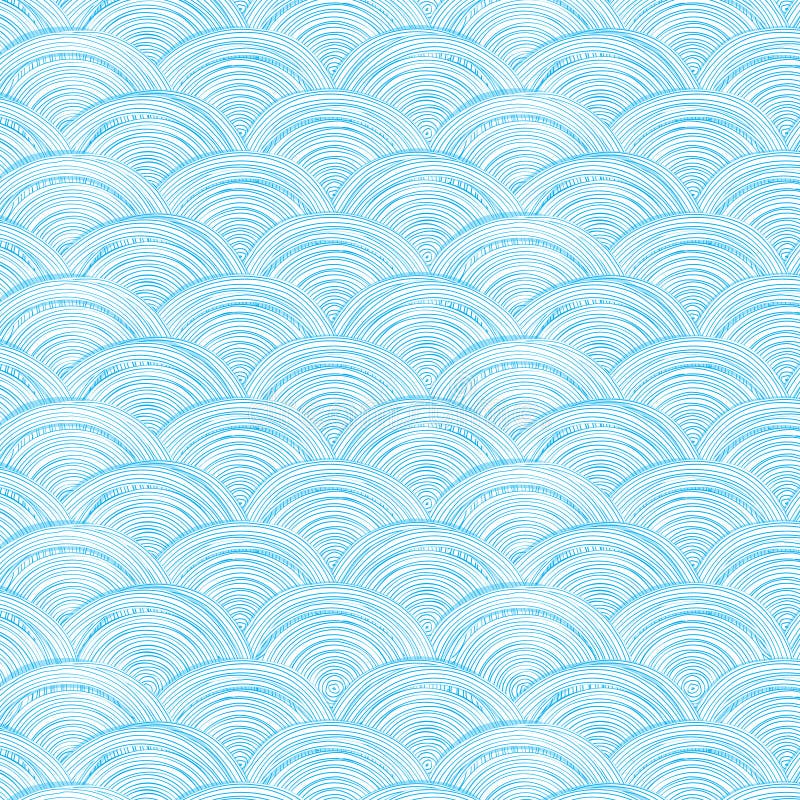 Vector Doodle Circle Water Texture Vertical Seamless Pattern Background ...