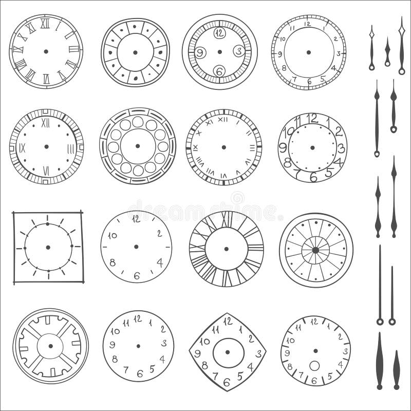 Vector Doodle Clock, Seamless Background Stock Vector - Illustration of ...