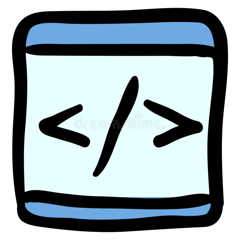 Vector Doodle Code Icon stock vector. Illustration of advertising ...