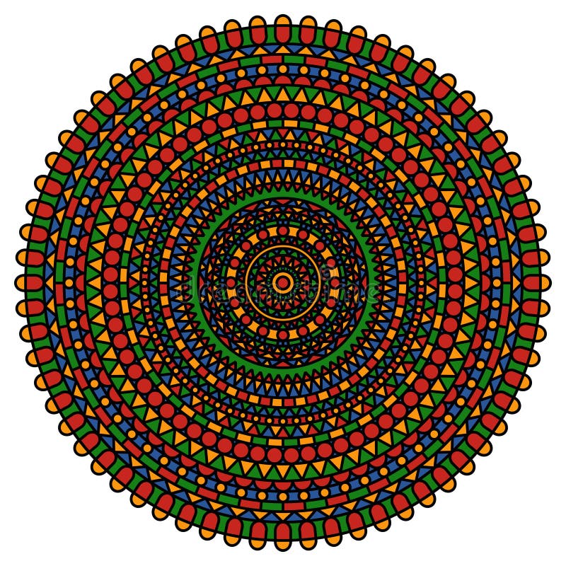 Vector Doodle Colored Detailed Bright Mandala Stock Illustration ...