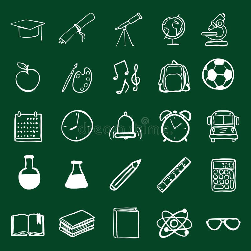 Vector Doodle Education Icons Set Stock Vector - Illustration of ...