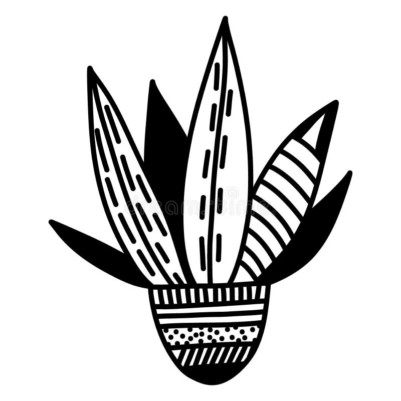 Vector Doodle Element Indoor Flower in a Pot. Stock Vector ...