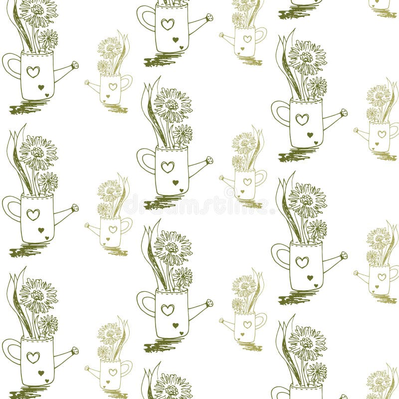 Vector Doodle Flower Pattern on White Background Stock Vector ...