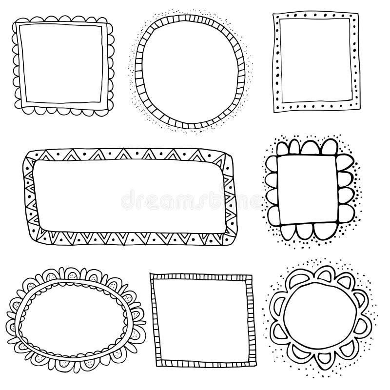 Set of Doodle Frames and Elements Stock Vector - Illustration of ...