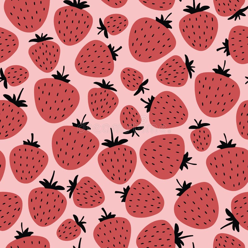 Vector Doodle Fruit Pattern in Red Stock Vector - Illustration of ...
