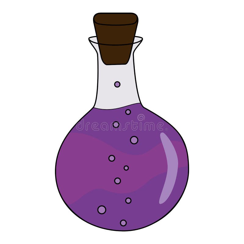 Vector Doodle Glass Bottle with Purple Magic Potion Stock Vector ...