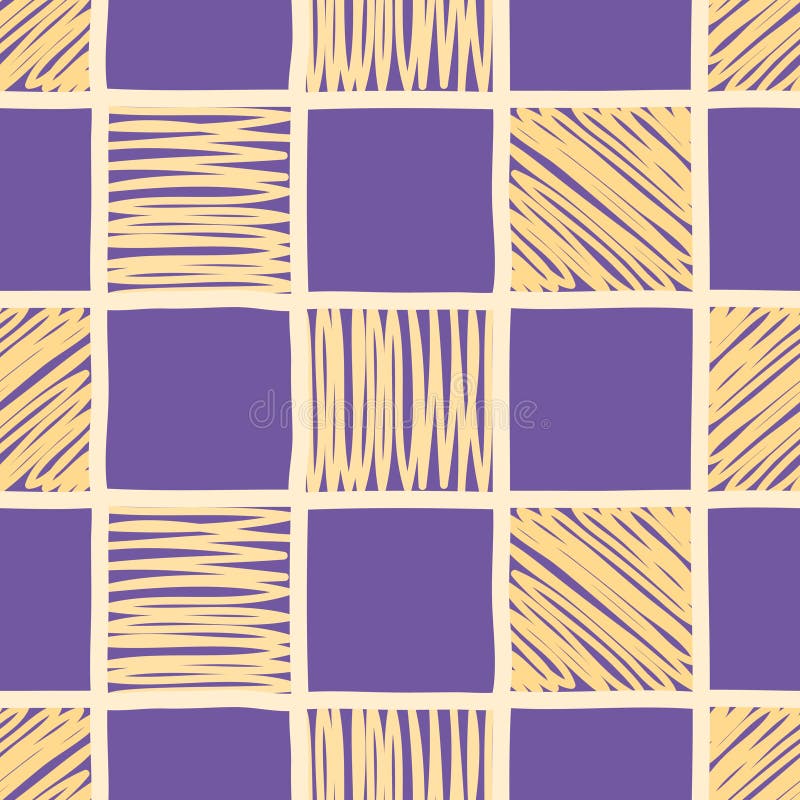 Vector Doodle Grid Seamless Pattern with Scribbles Stock Vector ...