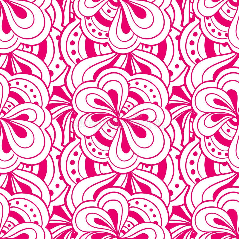 Vector Doodle Hand Drawn Abstract Pink Seamless Stock Vector ...