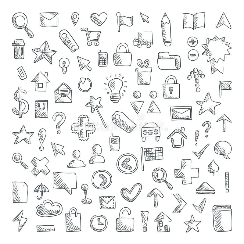 Vector Doodle Icons Set stock vector. Illustration of gift - 59552308