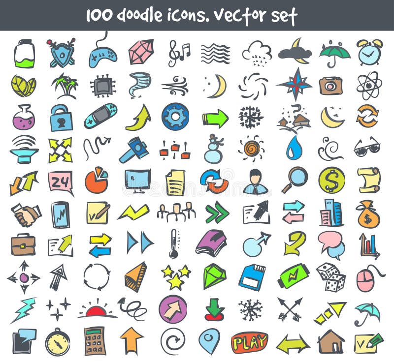 Vector doodle icons set stock vector. Illustration of direction - 111084510