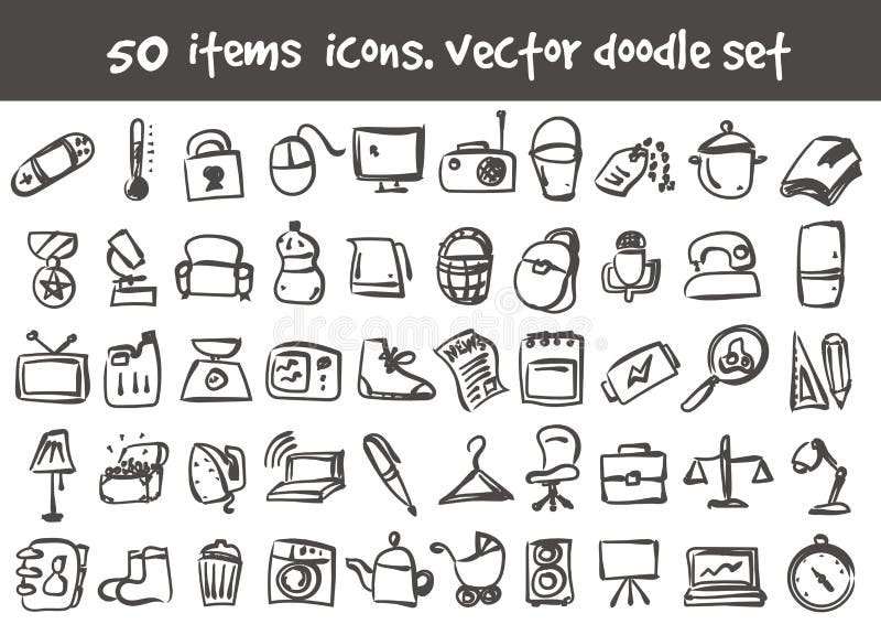 Vector doodle icons set stock vector. Illustration of home - 129350181