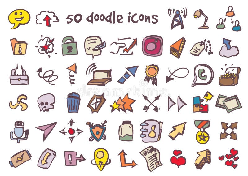 Vector doodle icons set stock vector. Illustration of arrow - 130366628