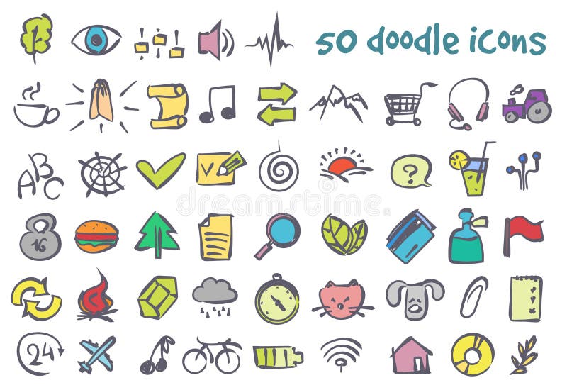 Vector doodle icons set stock vector. Illustration of namaste - 79287029