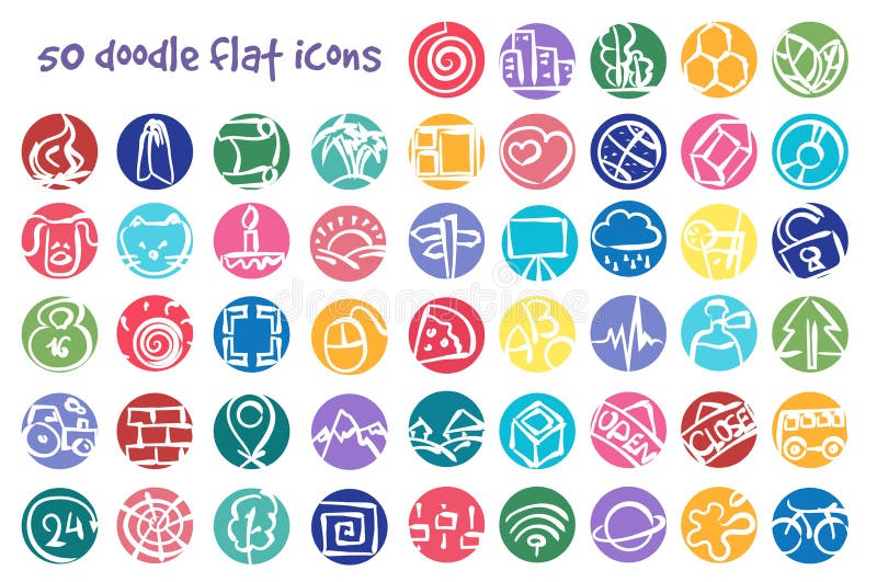 Vector doodle icons set stock vector. Illustration of round - 79287234
