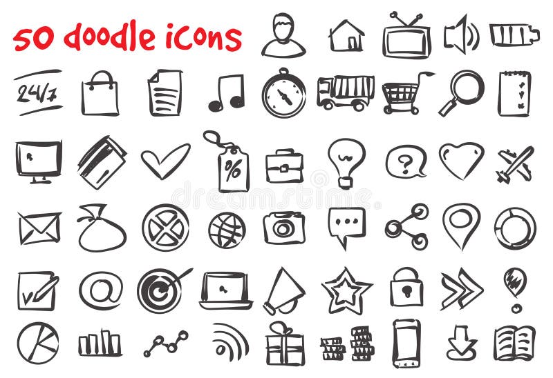 Vector doodle icons set stock vector. Illustration of chart - 66828221