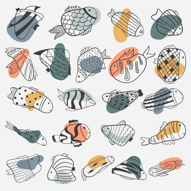 Different Fish Shapes Stock Illustrations – 387 Different Fish Shapes ...