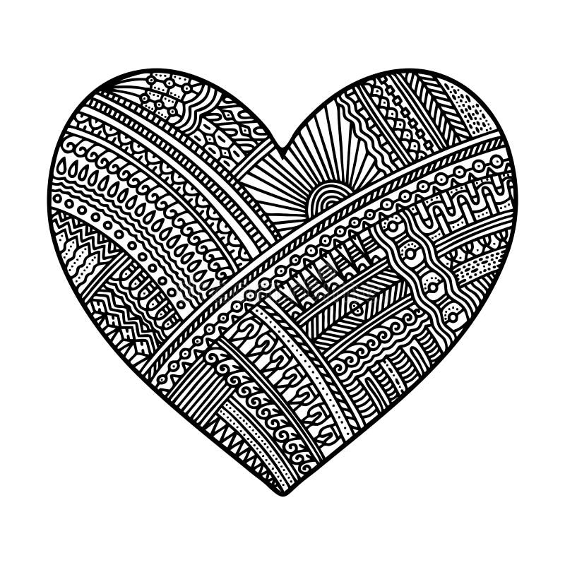 Vector Doodle Illustration. Heart with Patterns Stock Vector ...