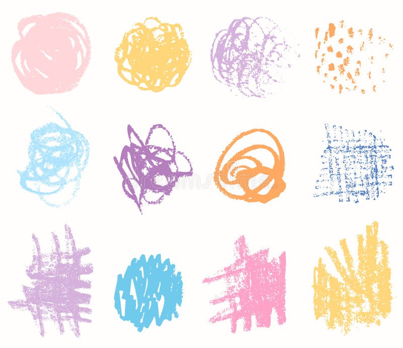 Vector Doodle Scribbles with Rough Textures, Blots, Smudges in Light ...