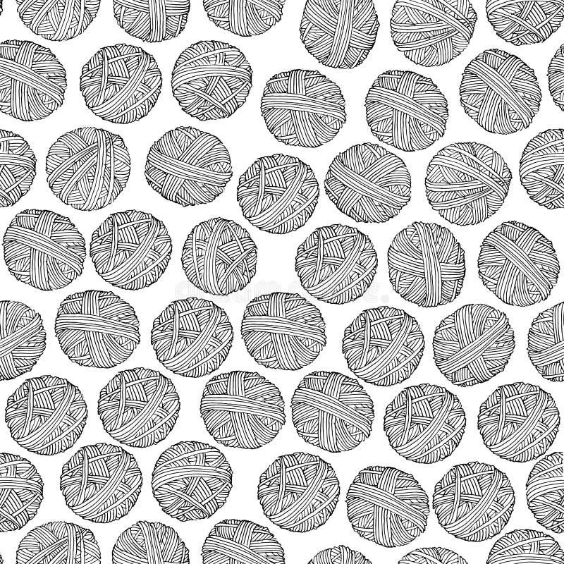 Vector Doodle Seamless Pattern of Ball of Yarn. Stock Vector ...