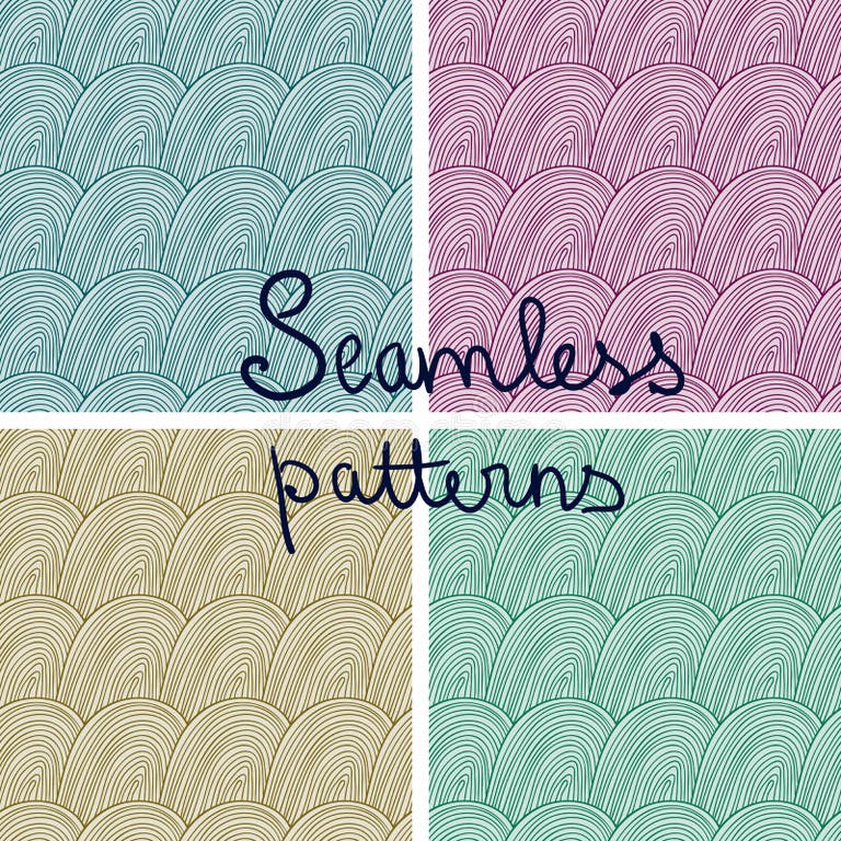 Vector Doodle Seamless Patterns with Waves Stock Vector - Illustration ...