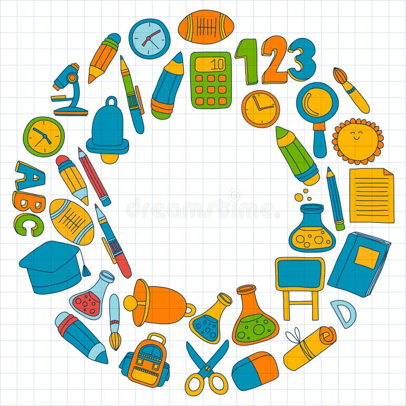 Vector Doodle Set of Education Symbols Back To School Stock Vector ...