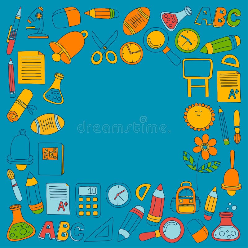 Vector Doodle Set of Education Symbols Back To School Stock Vector ...