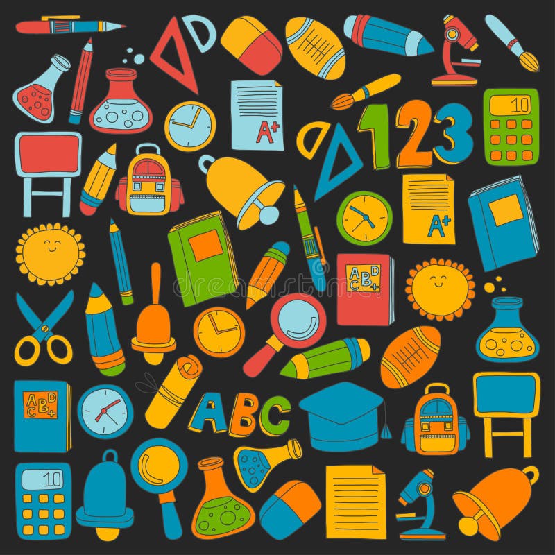 Vector Doodle Set of Education Symbols Back To School Stock Vector ...