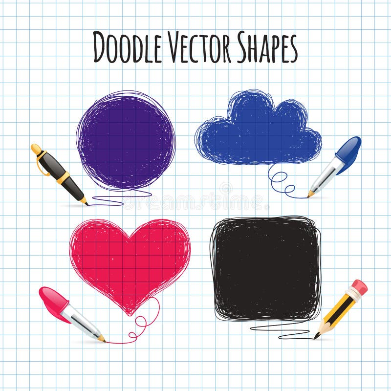 Vector Doodle Shapes Set stock vector. Illustration of scribble - 49791751