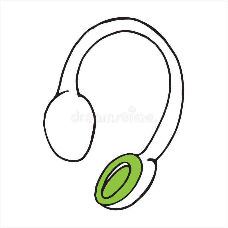 Vector Doodle Single Sketch Headphones Stock Vector - Illustration of ...