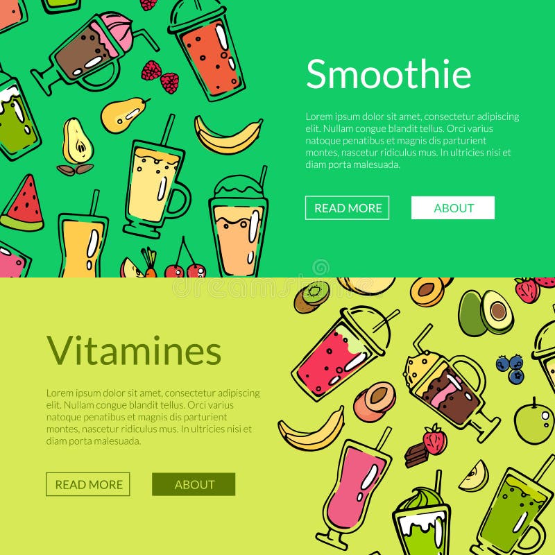 Vector Doodle Smoothie Web Banner Templates Illustration Stock Vector ...