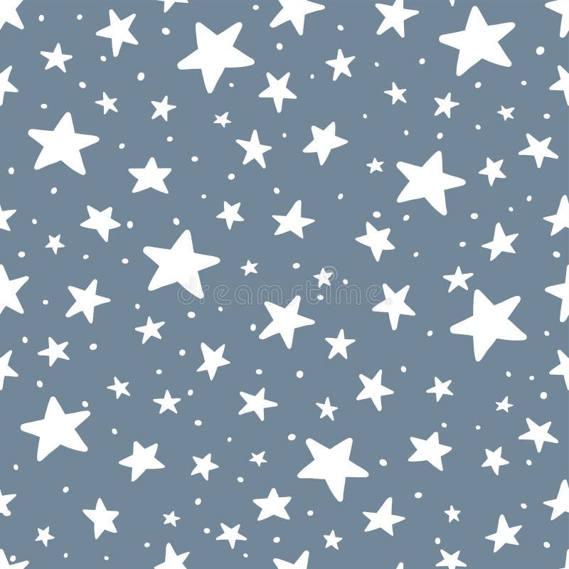 Vector Doodle Star Gray Seamless Pattern. Cute Kid Hand Drawn Stars ...