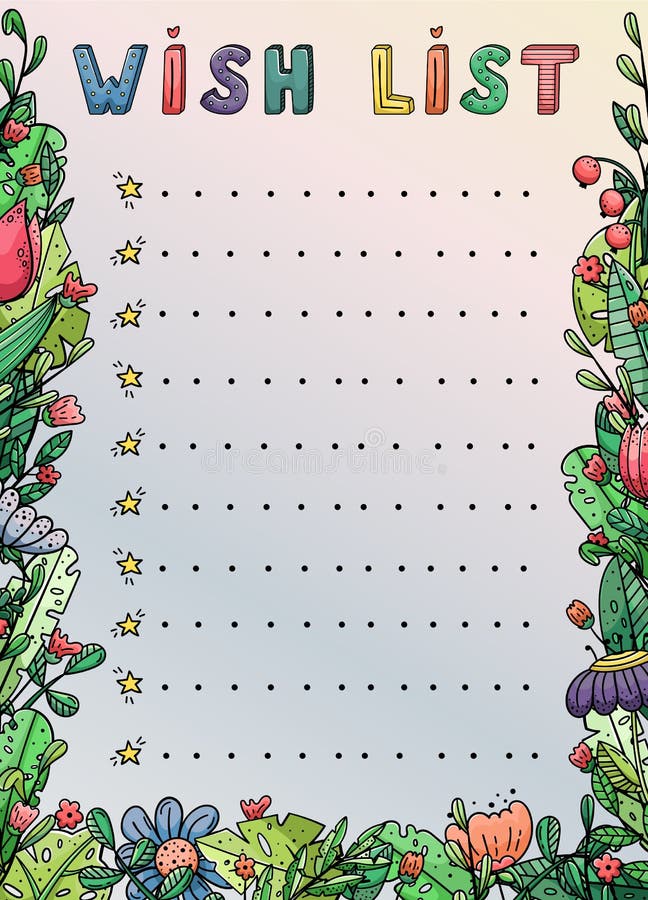 Dreams List, Blank Template, Hand Drawn Doodle Style. One Paper Sheet ... Dreams List, Blank Template, Hand Drawn Doodle Style. One Paper Sheet ...