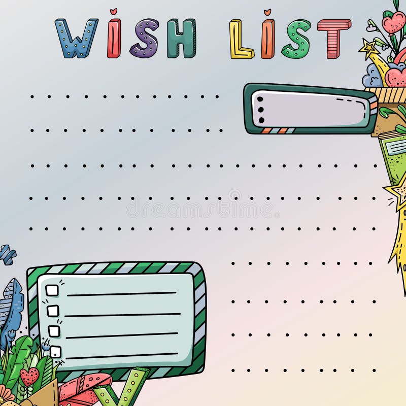 Dreams List, Blank Template, Hand Drawn Doodle Style. One Paper Sheet ... Dreams List, Blank Template, Hand Drawn Doodle Style. One Paper Sheet ...