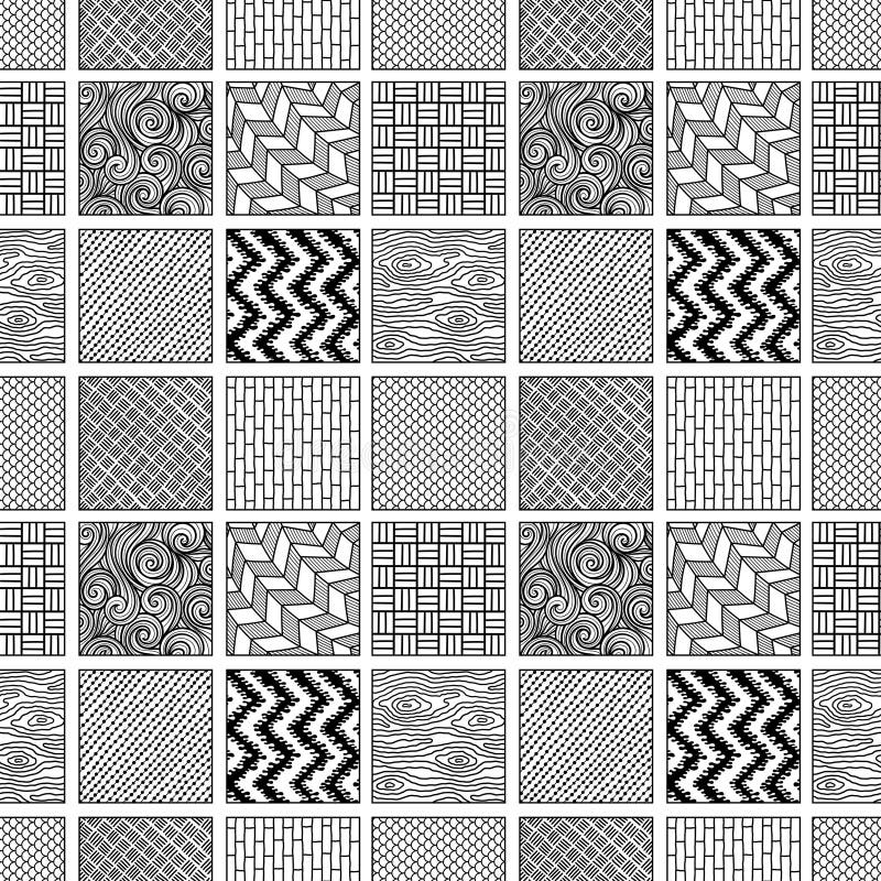 Vector Doodle Tile Pattern. Hand-drawn Mosaic Seamless Ornament Stock ...